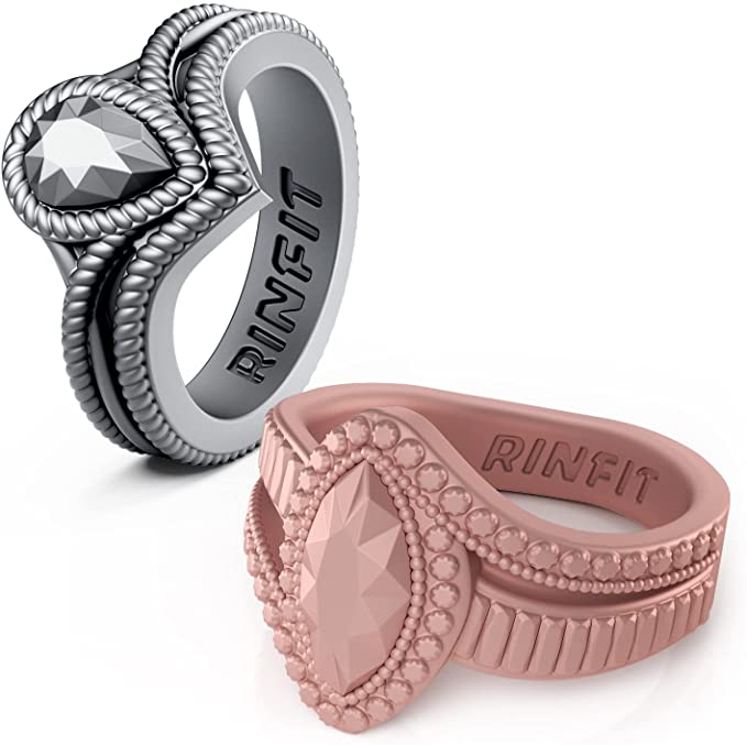 Silicone Wedding Ring Bundle Pear Diamond and Marquise Collections
